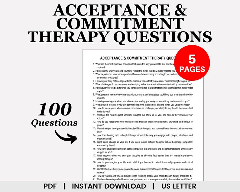 Acceptance and Commitment Therapy Questions, ACT Therapy, Acceptance ...