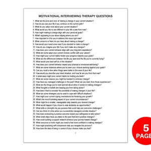 Motivational Interviewing Therapy Questions, MI Therapy, Therapy ...
