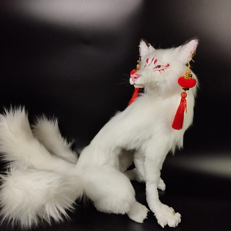 Handmade Fully Poseable Kitsune Art Doll | OOAK Three-tailed Fox Spirit ...