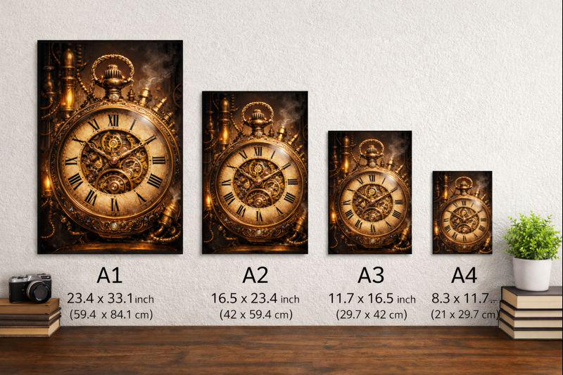 Victorian Steampunk Pocket Watch Wall Art Intricate Clockwork Printable ...