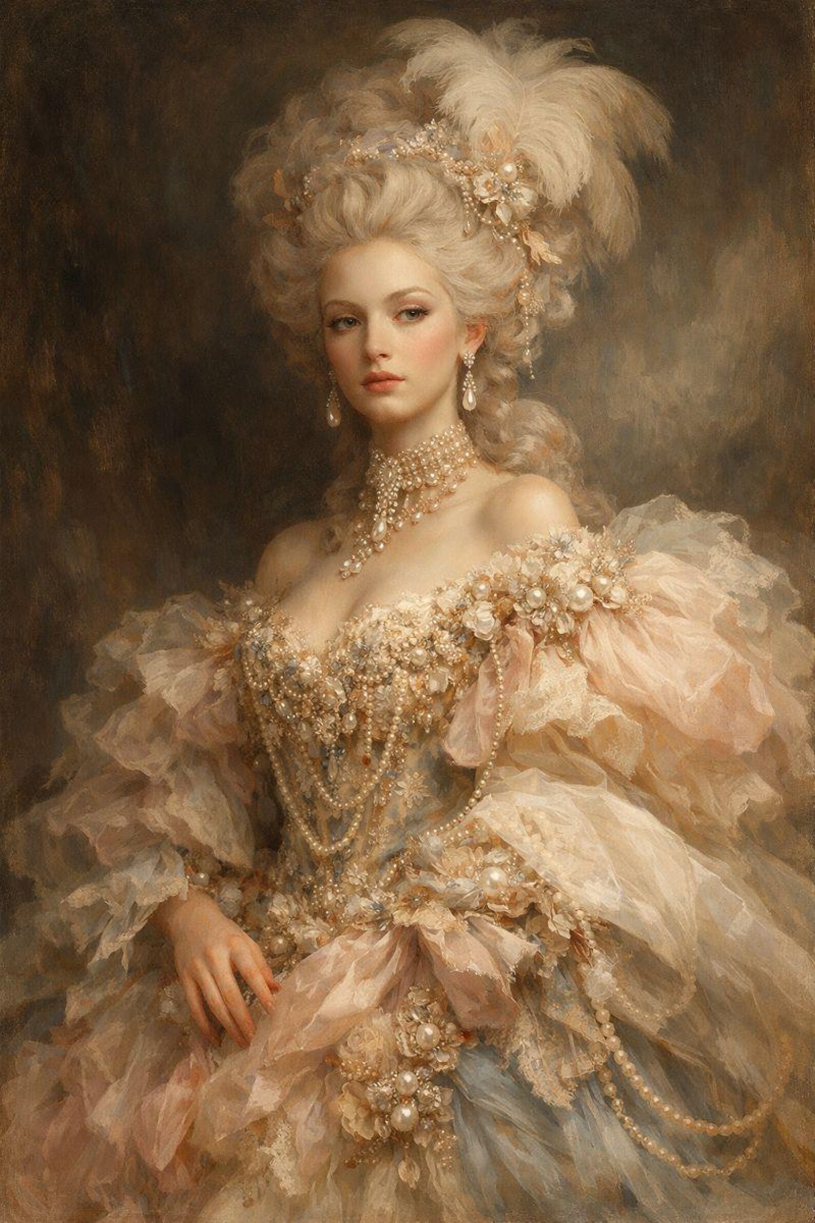 Marie Antoinette Fashion Portrait | Rococo Couture Art Print (digital ...