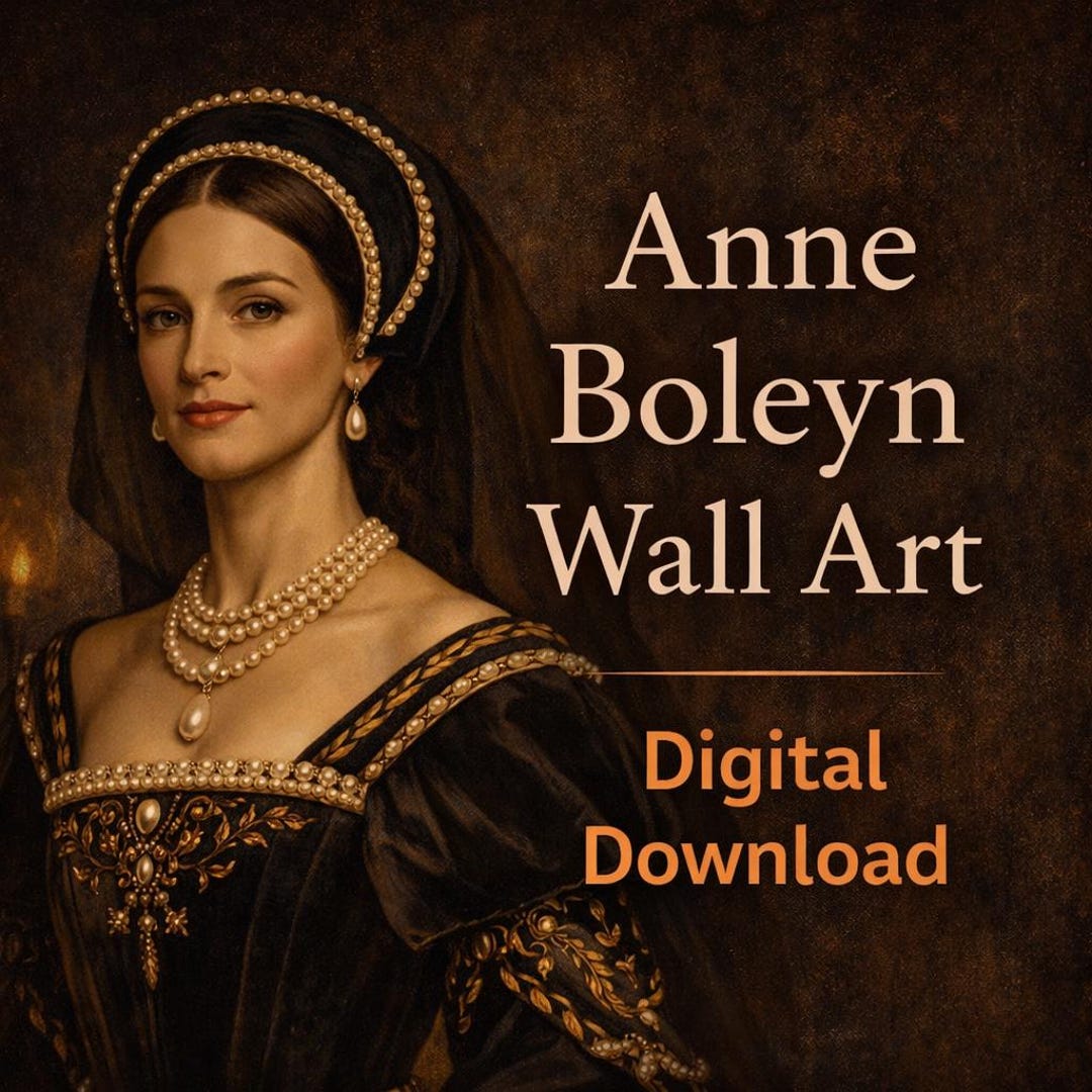 Anne Boleyn Wall Art, Tudor Fashion Portrait Print, Dark Academia Decor ...