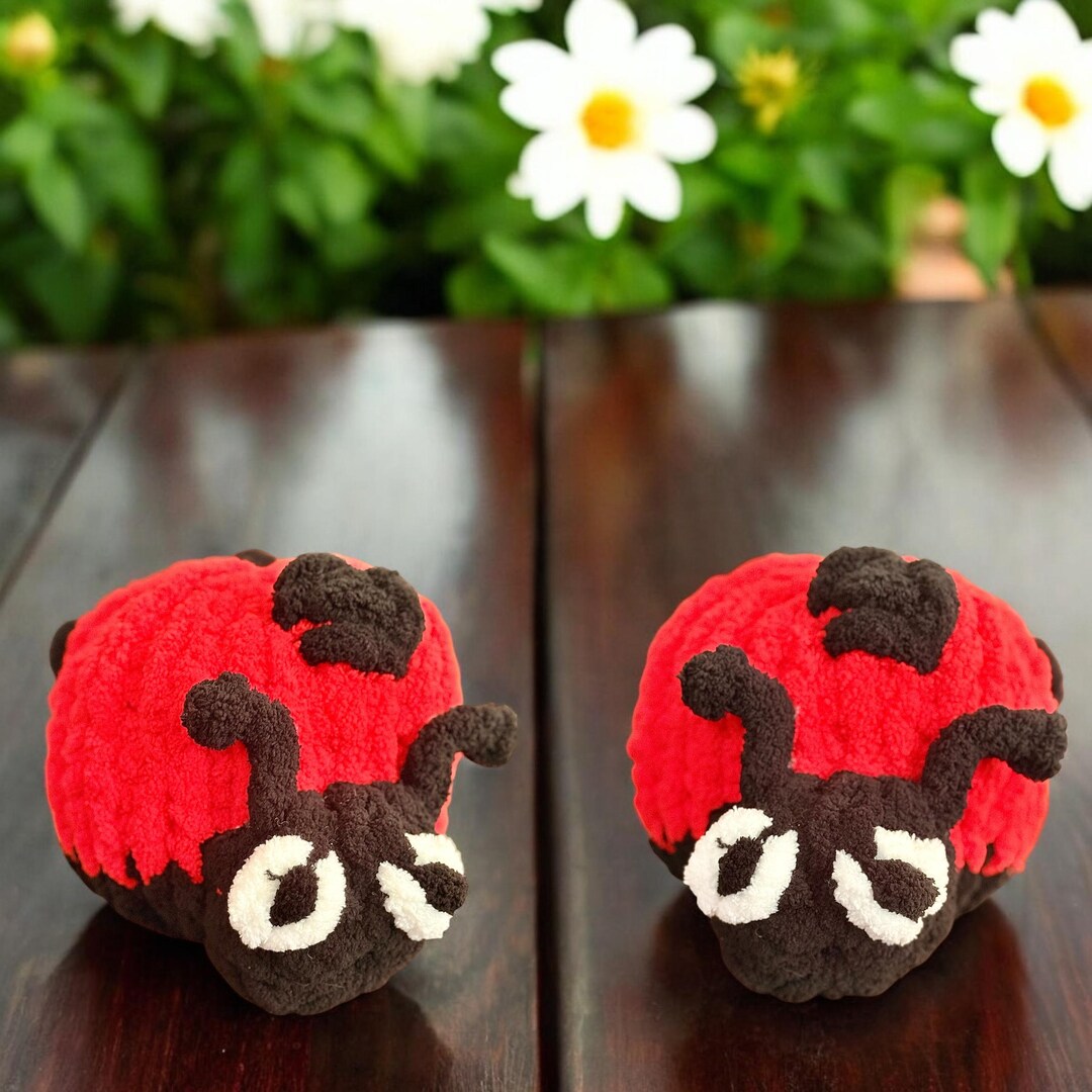 Handmade Finger Knit Ladybug Plush Toy for Baby Shower Gifts and Cute ...