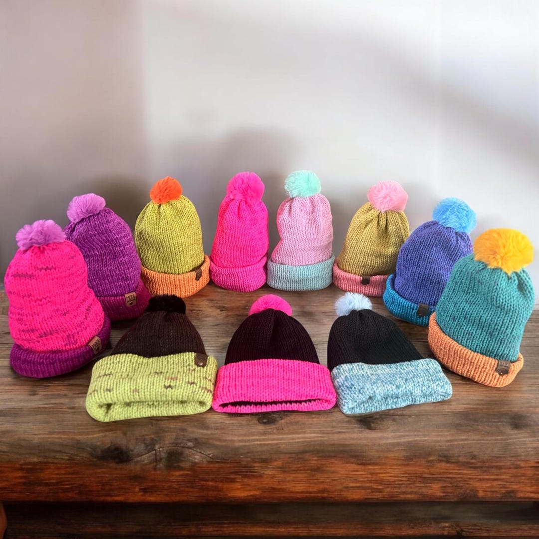 Winter Handmade Crochet Beanies | Double-sided Layer With Detachable ...