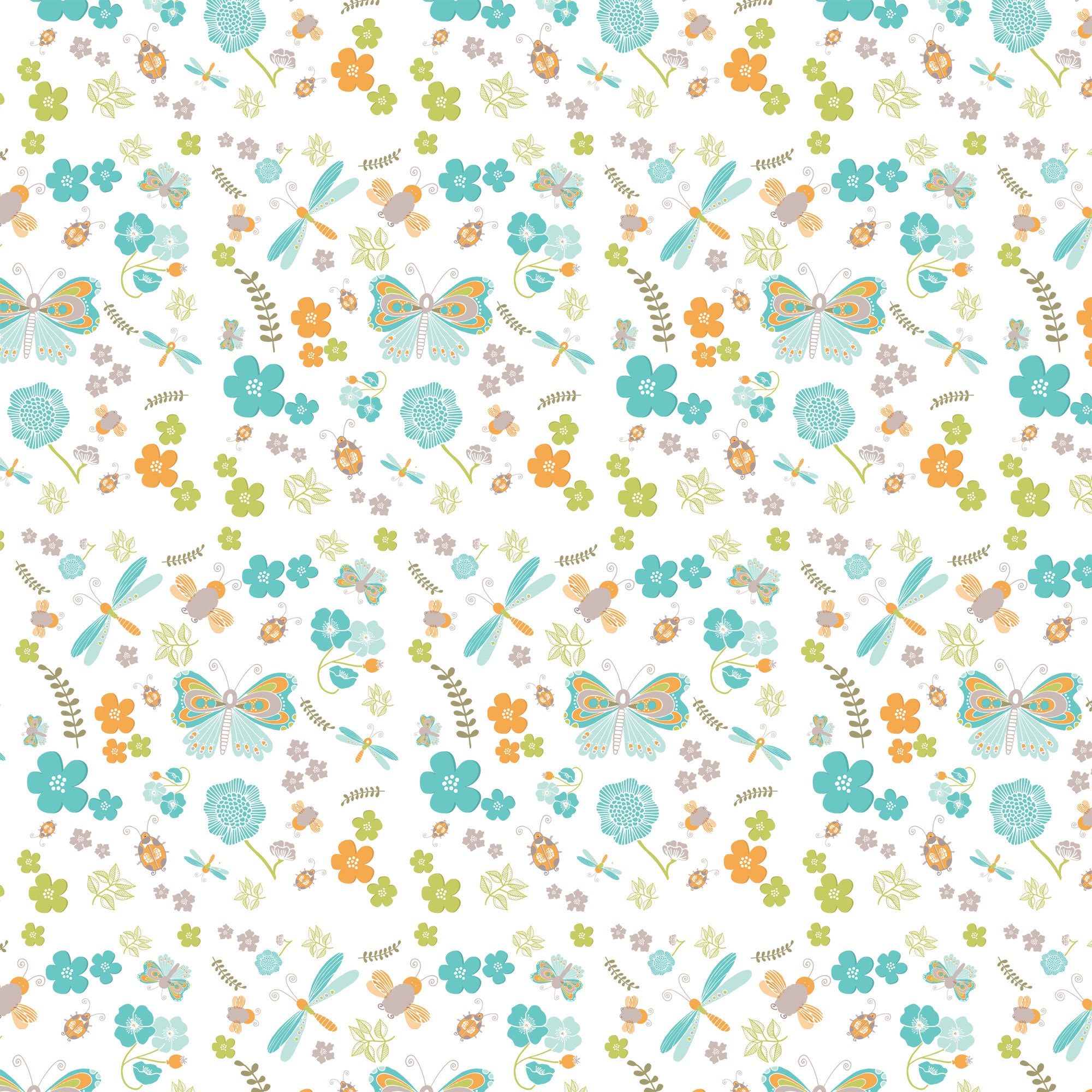 Instant Download Pretty Summery Flowers, Ladybug, Butterfly, Dragonfly ...
