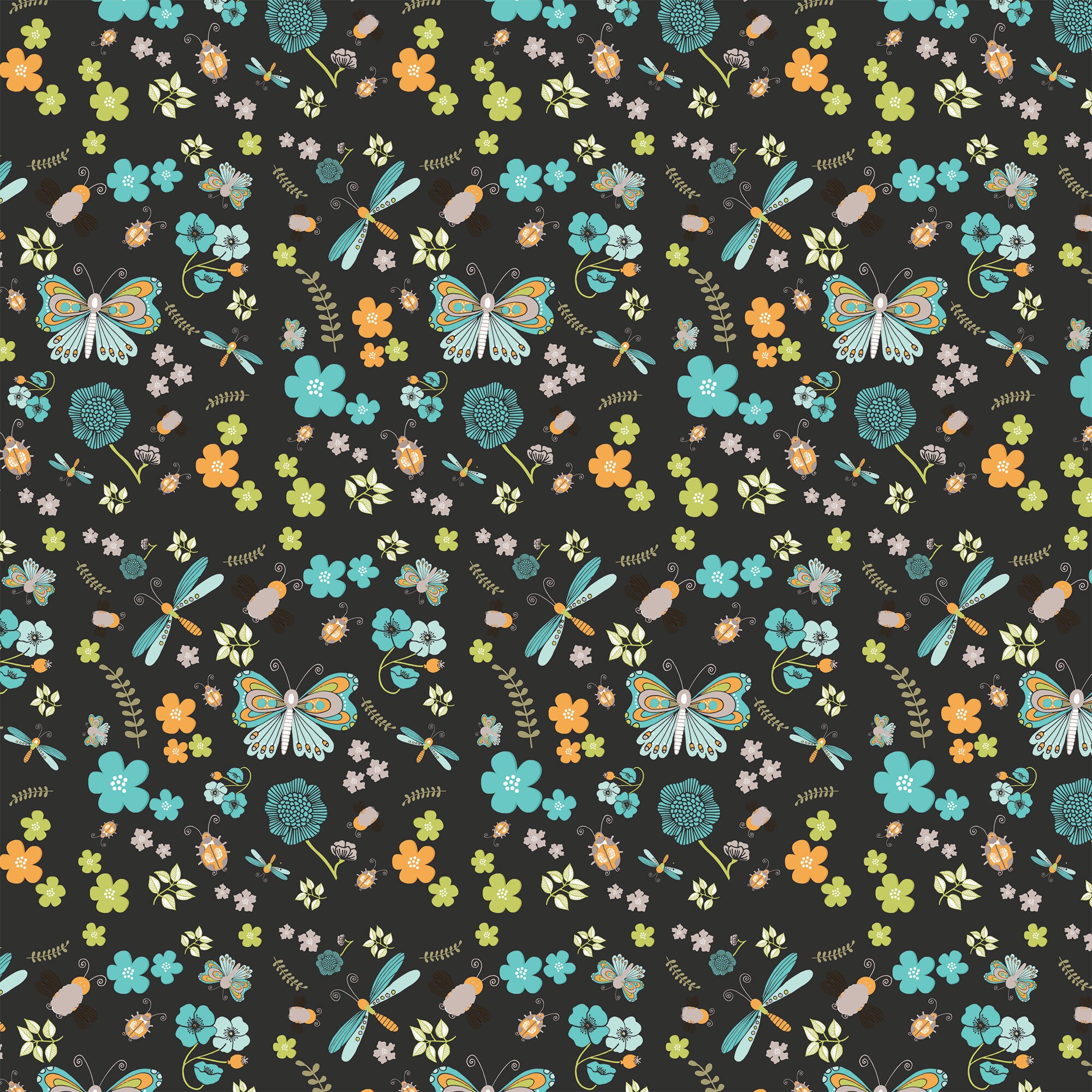 Instant Download Pretty Summery Flowers, Ladybug, Butterfly, Dragonfly ...