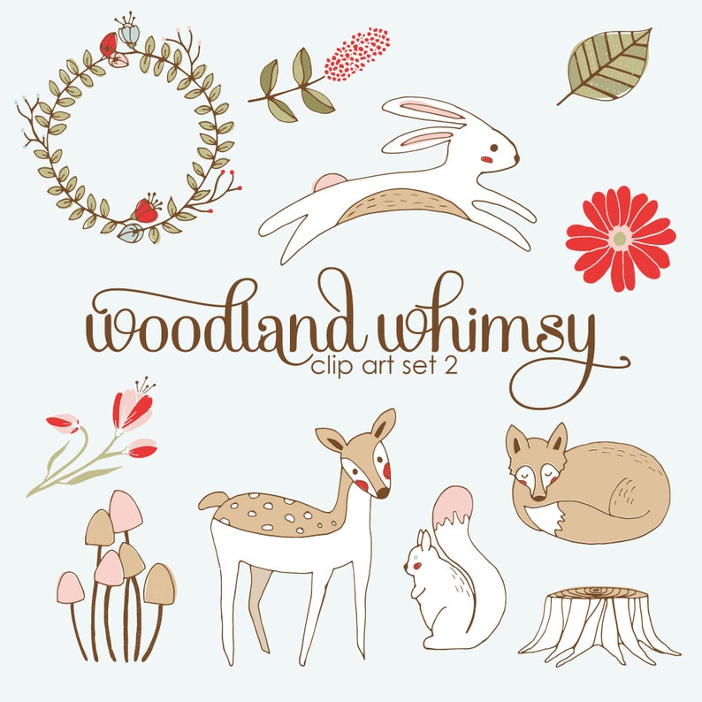 Woodland Whimsy Clip Art Set 2 - Etsy