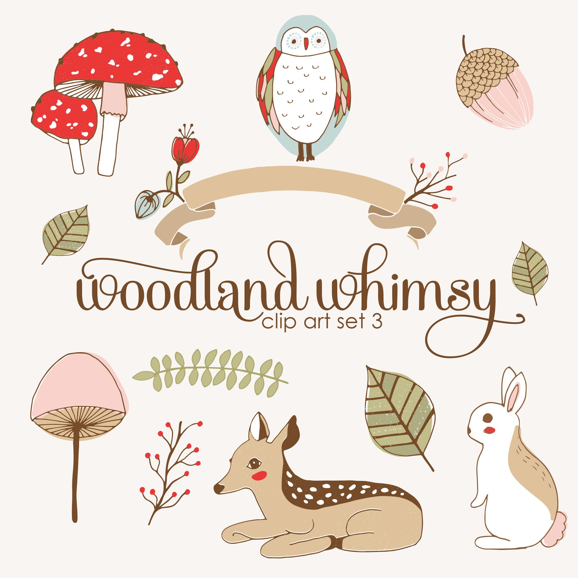 Woodland Whimsy Clip Art Set 3 - Etsy