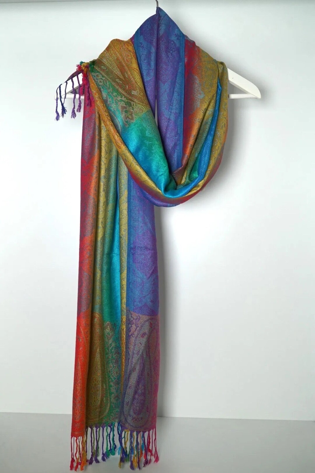 Colorful Pashmina Shawl, Soft Women's Rainbow Shawl Wrap, 100% Wool ...