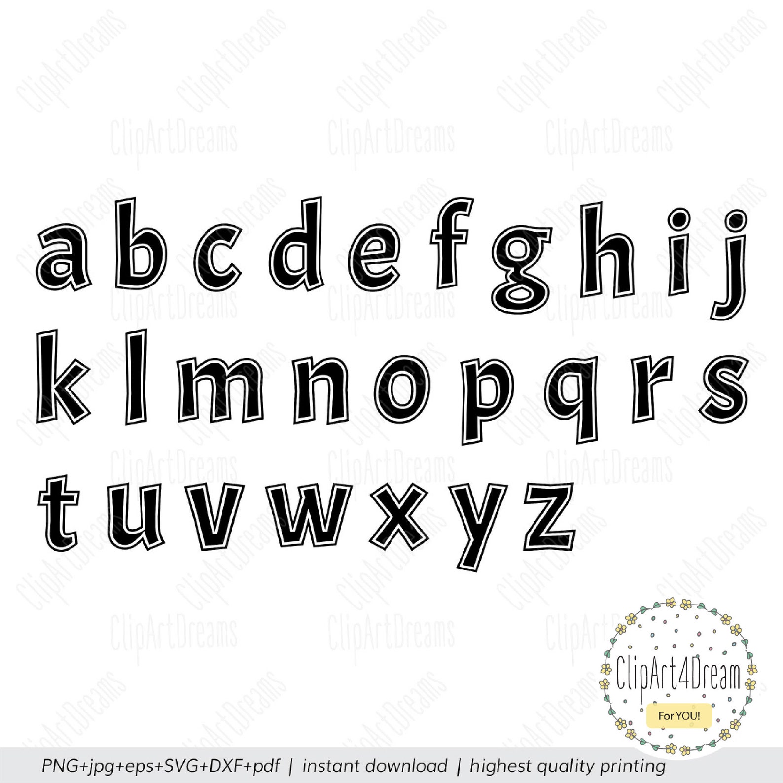 Outline Font SVG Alphabet Clipart Svg Uppercase Lowercase Letter ...