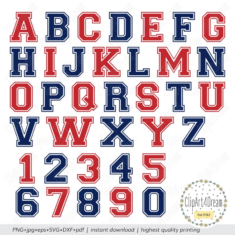 Collegiate Varsity SVG Alphabet Varsity College Sports Font Letters ...