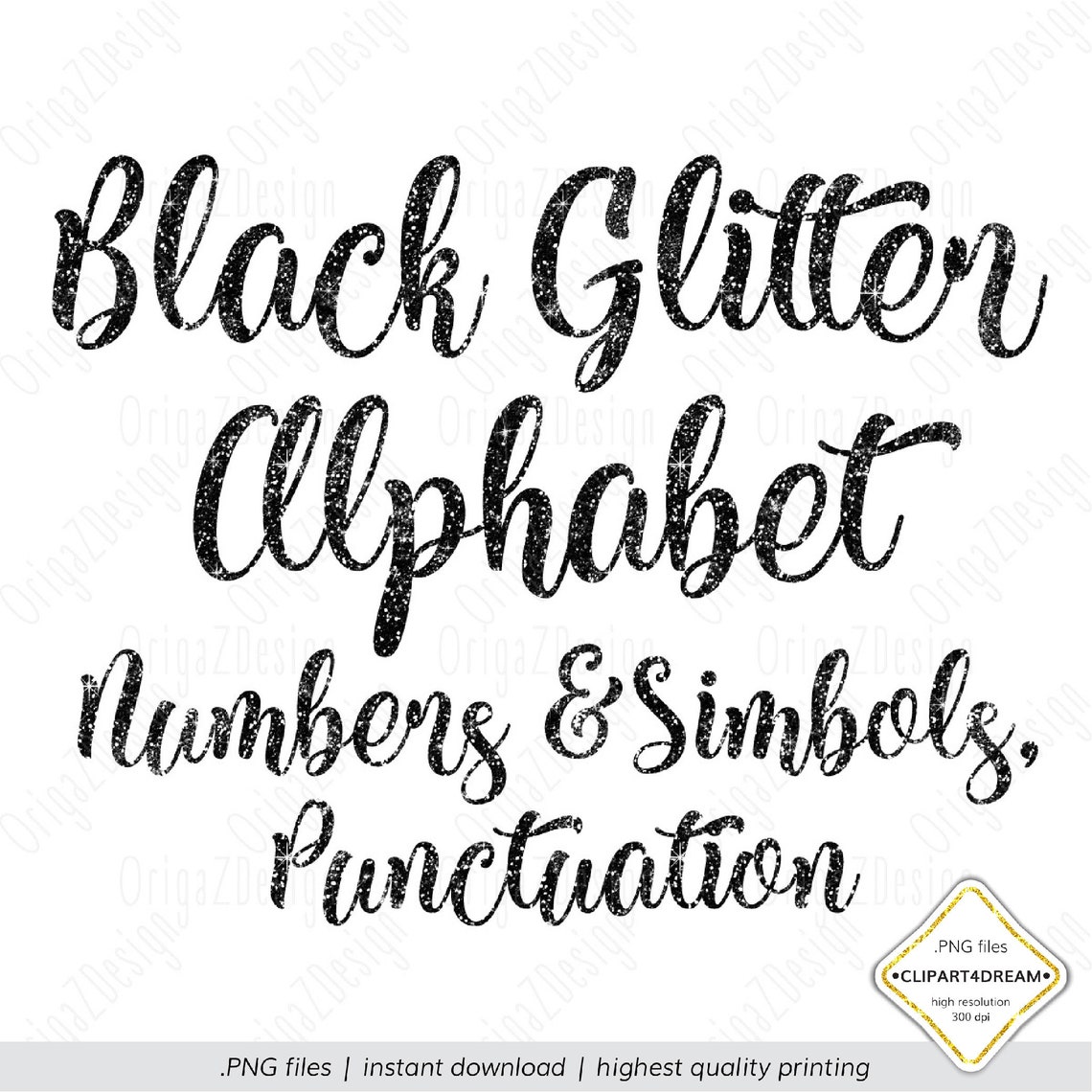Black Glitter Alphabet, Black Glitter Letters Sparkle Alphabet Clipart ...