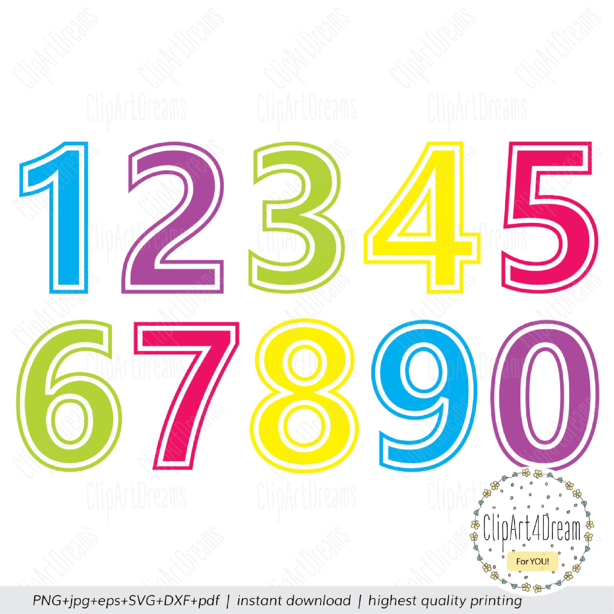 Outline Numbers SVG Birthday Girl Boy Svg Clipart Cutting Files Font ...