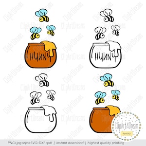 Bee Svg, Honey Pot Svg, Winnie the Pooh SVG, Hunny Winnie the Pooh Bear ...