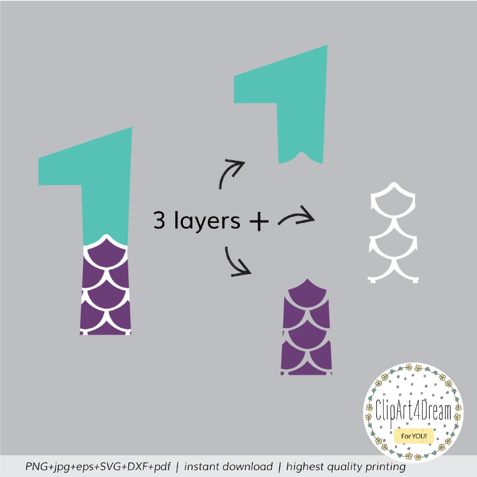 Mermaid Numbers Svg Mermaid Tail Starfish Svg Files Clipart Digital ...