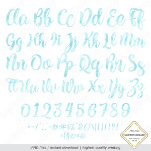 Alphabet Watercolor, Letters and Numbers Blue Watercolor Alphabet ...