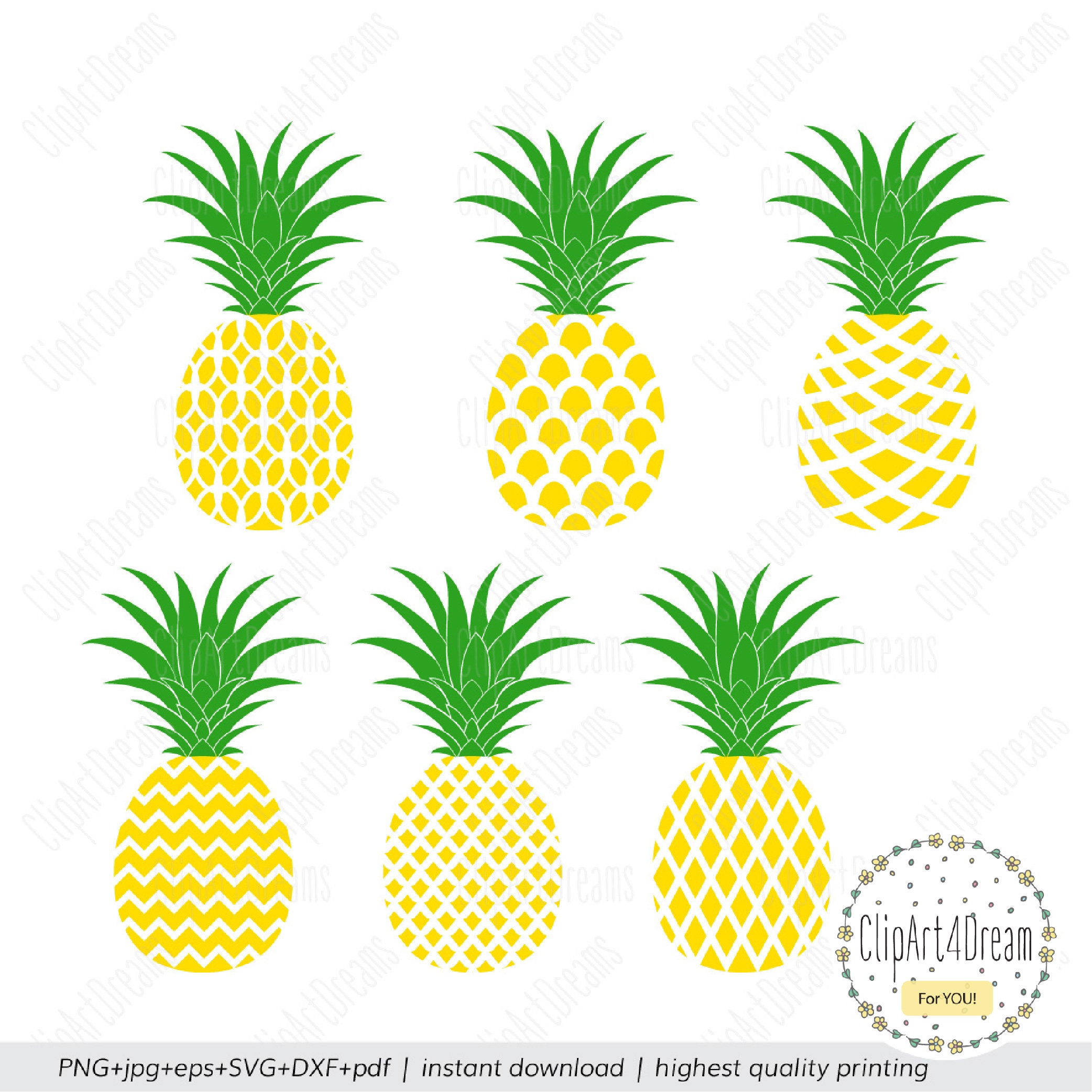 Pineapple SVG Cut Files Summer Pineapple Clipart Svg Dxf Cutting File ...