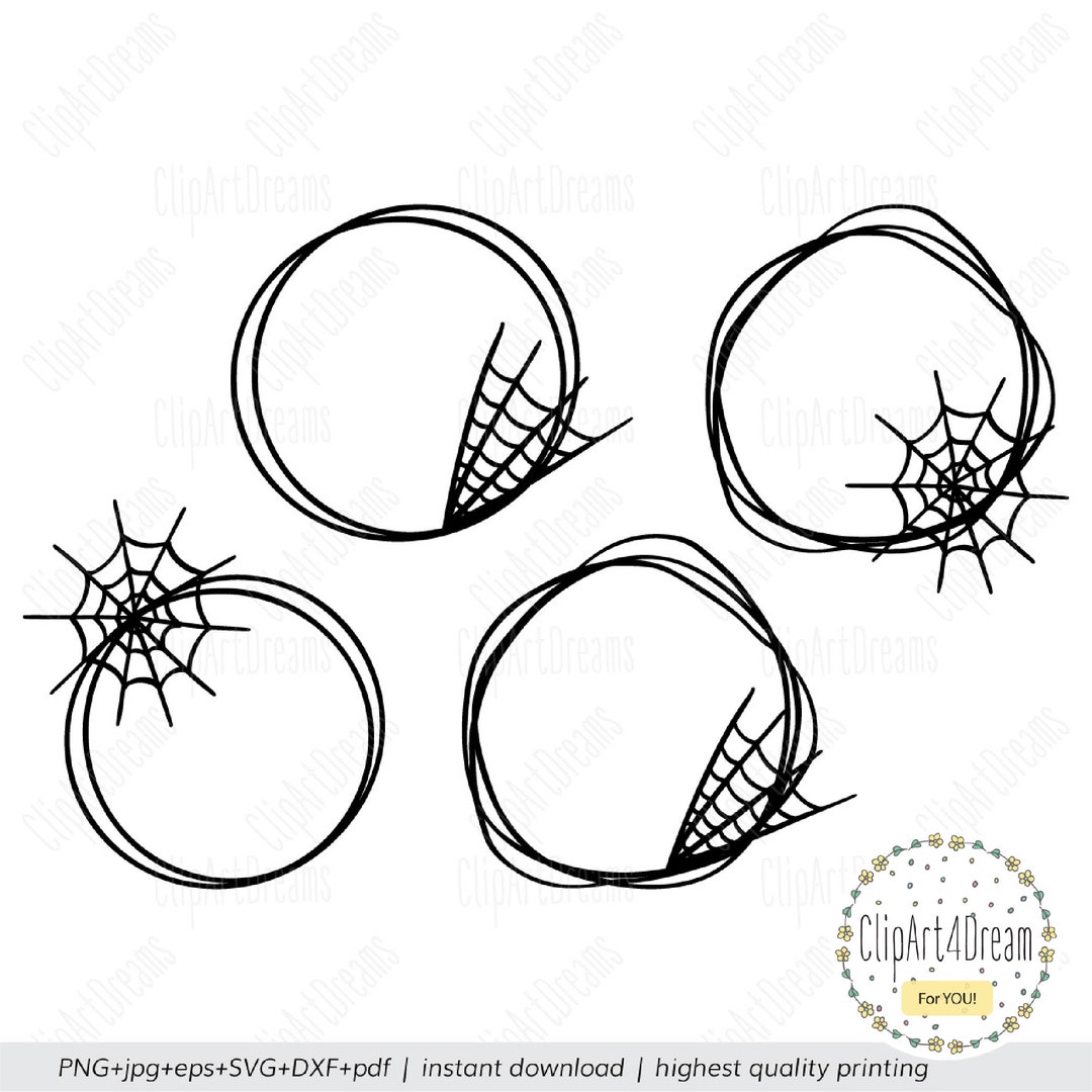 Spider Web Monogram SVG Halloween Circle Frame Monogram Wreath DXF Cut ...