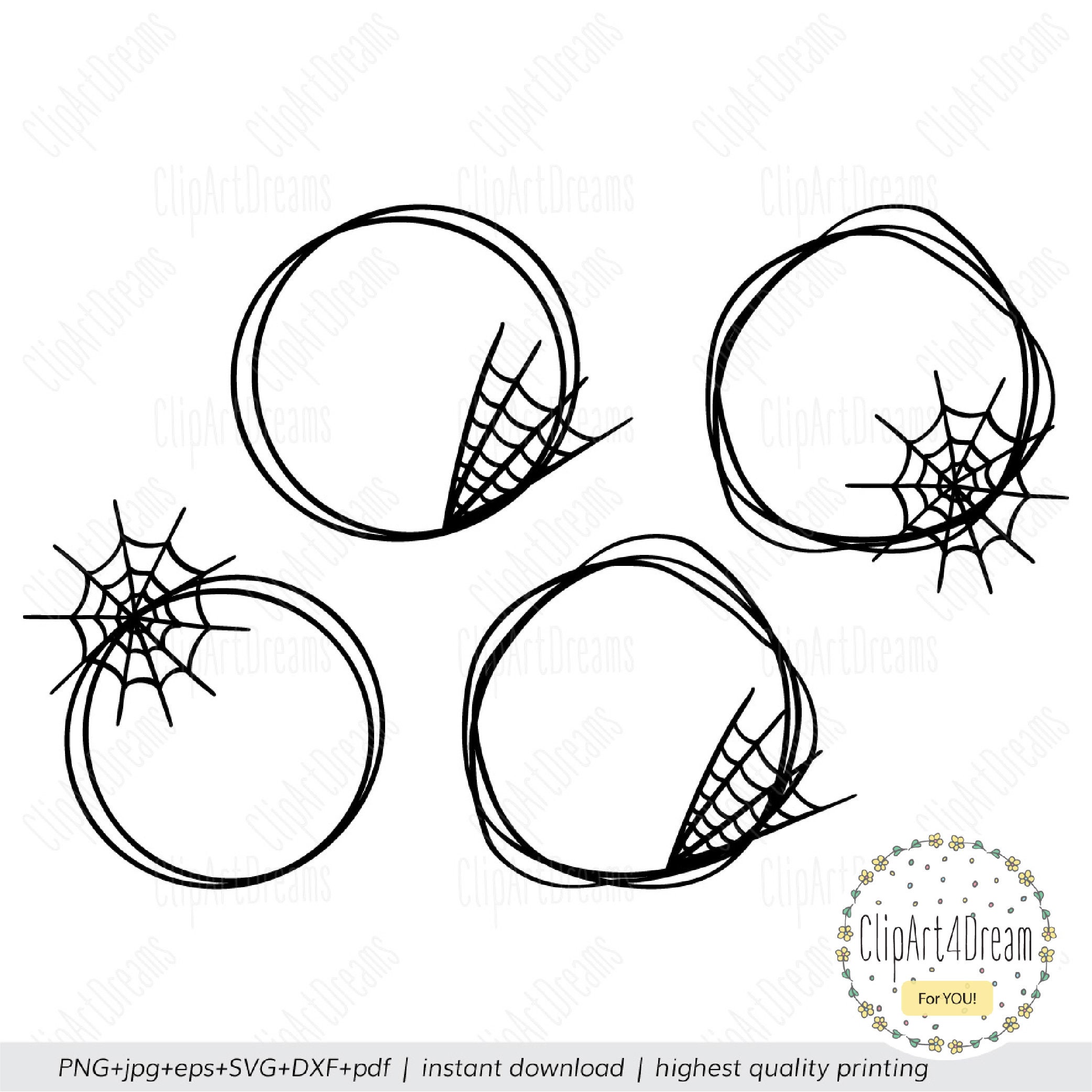 Spider Web Monogram SVG Halloween Circle Frame Monogram Wreath DXF Cut ...