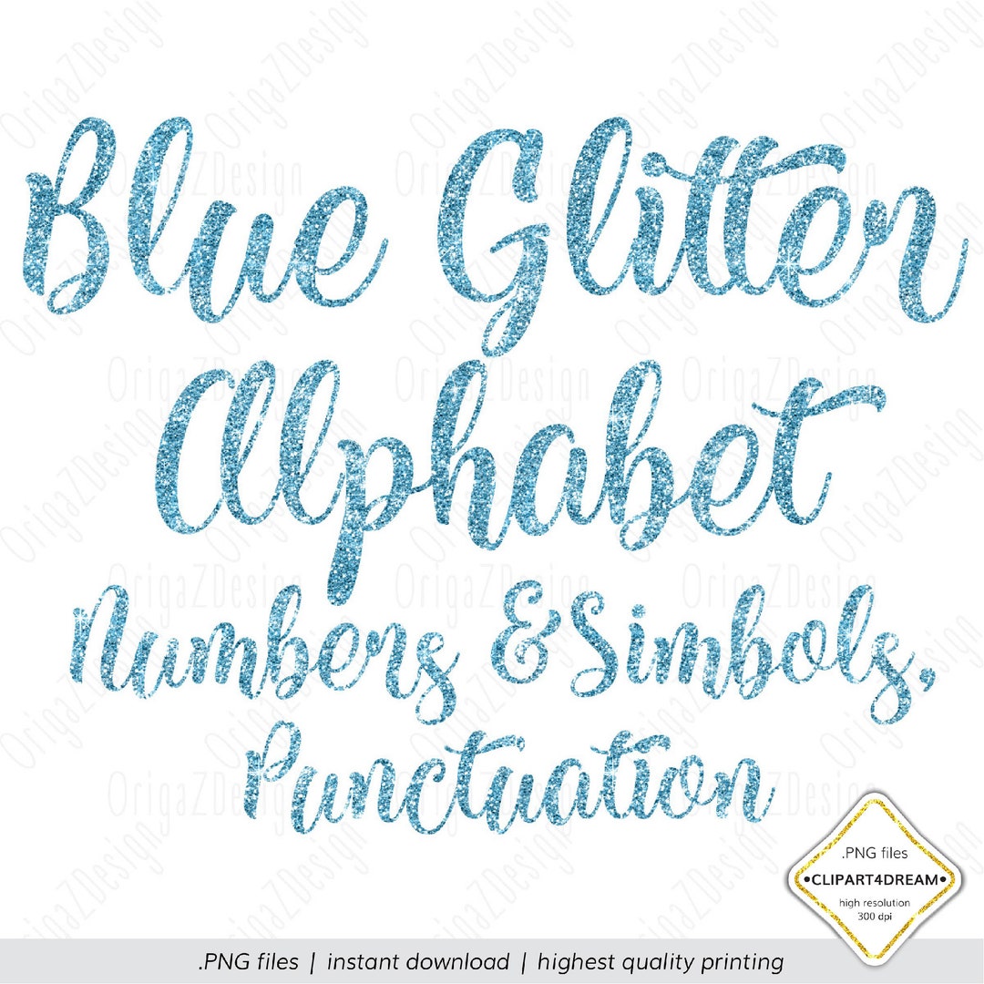 Blue Glitter Alphabet, Blue Glitter Christmas Letters Ice Winter ...