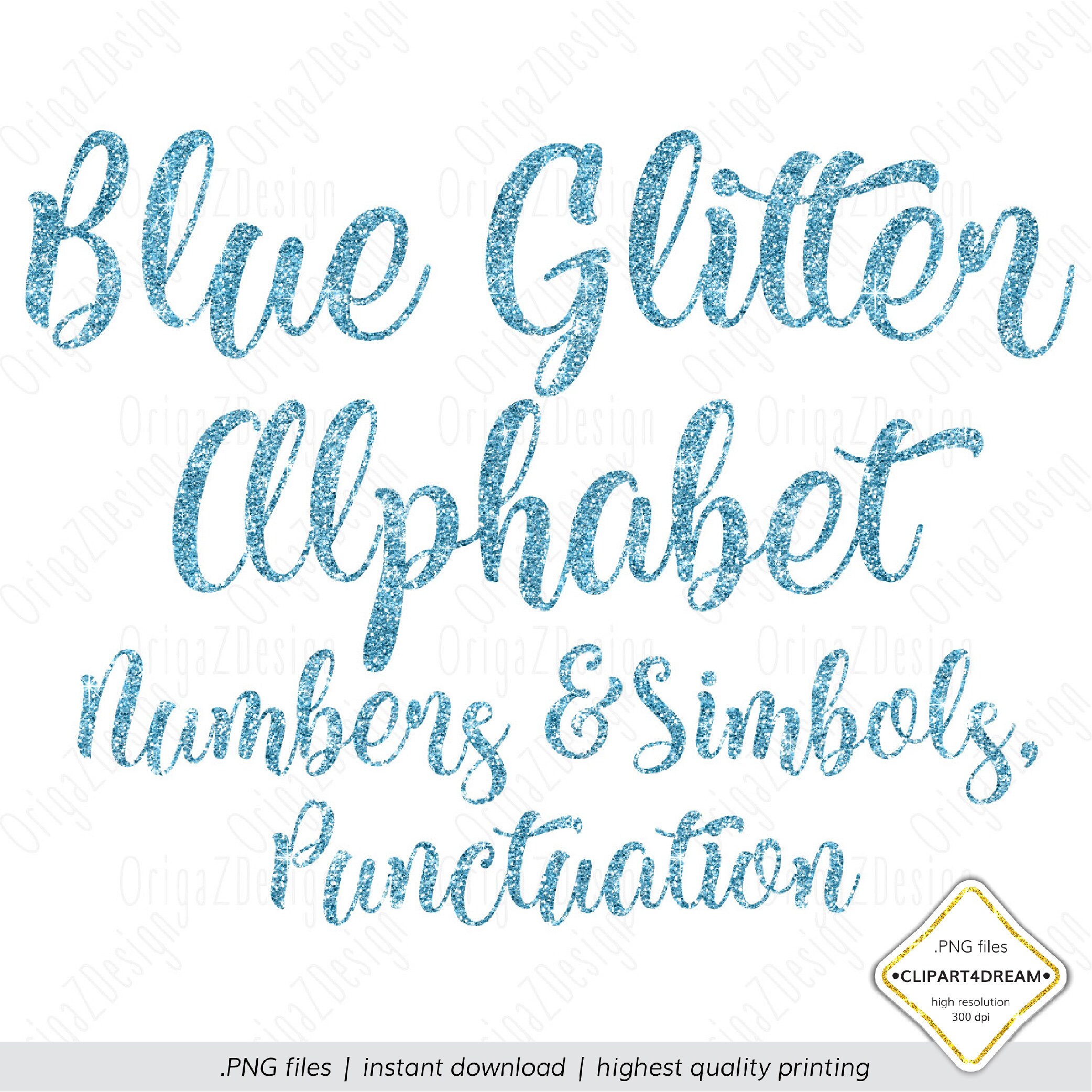 Blue Glitter Alphabet, Blue Glitter Christmas Letters Ice Winter ...
