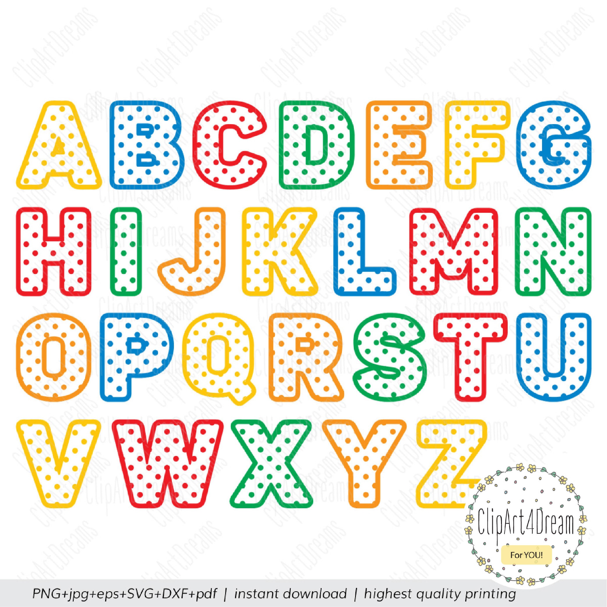 Polka Dot Alphabet SVG, Polka Dot Letters Font Svg Files Easter ...