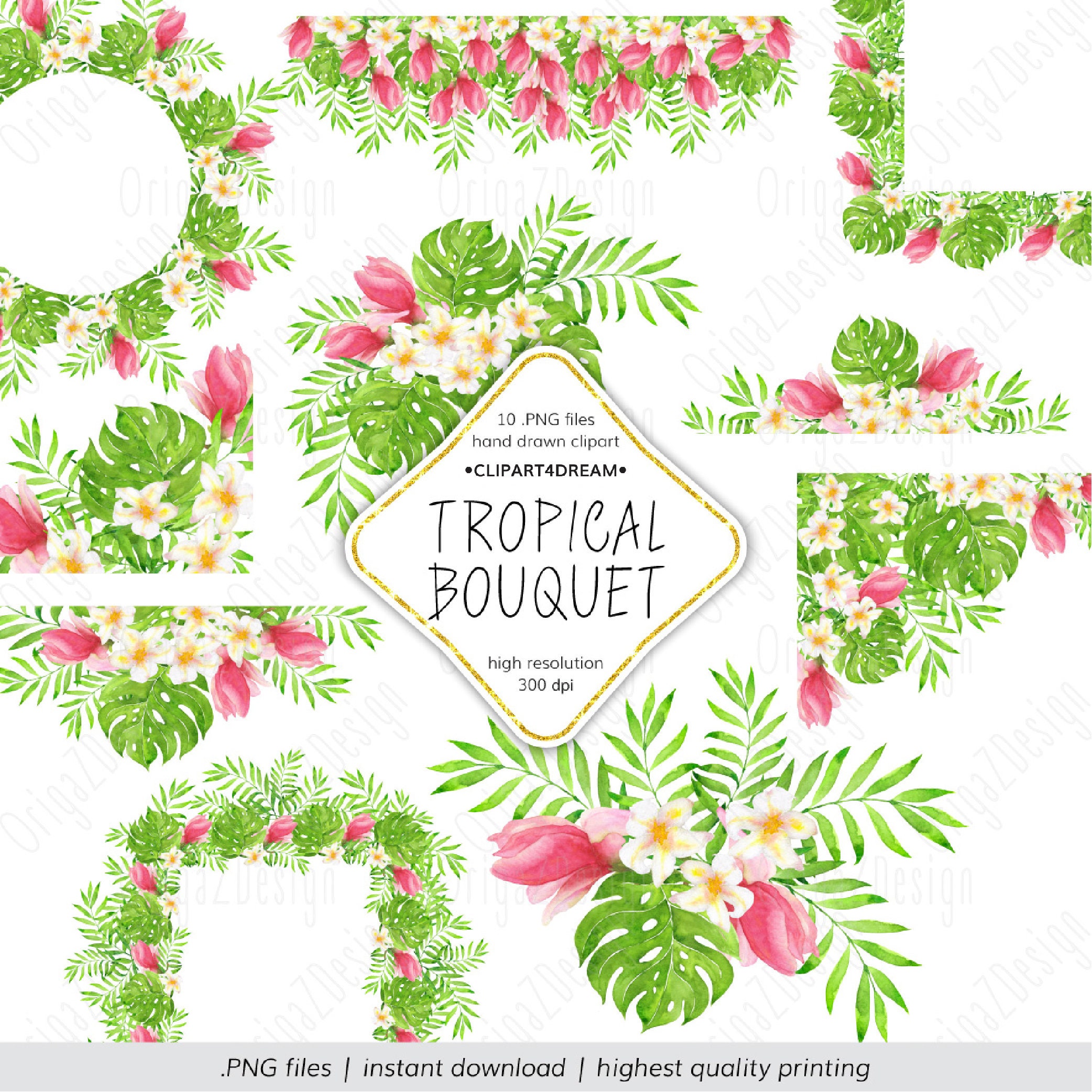 Summer Flowers Clip Art Border
