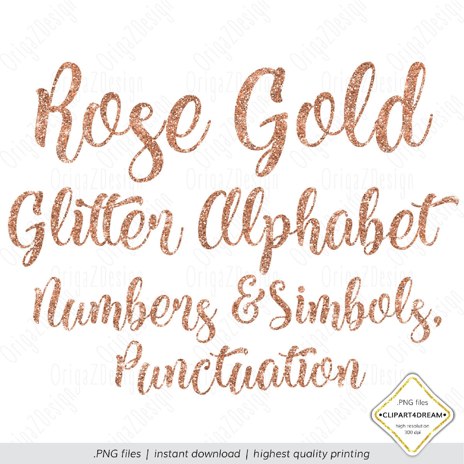 Rose Gold Glitter Alphabet, Glitter Letters, Rose Gold Glitter Sparkle ...