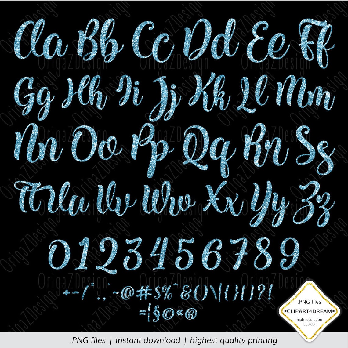 Blue Glitter Alphabet Blue Glitter Christmas Letters Ice - Etsy