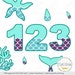 Mermaid Numbers SVG Outline Mermaid Tail Starfish PNG Numbers Digital ...