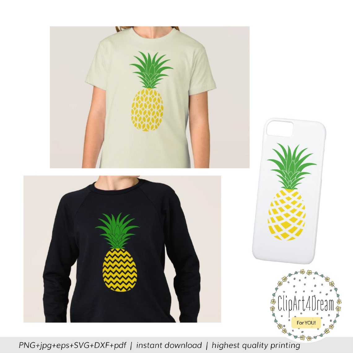 Pineapple SVG Cut Files Summer Pineapple Clipart Svg Dxf Cutting File ...