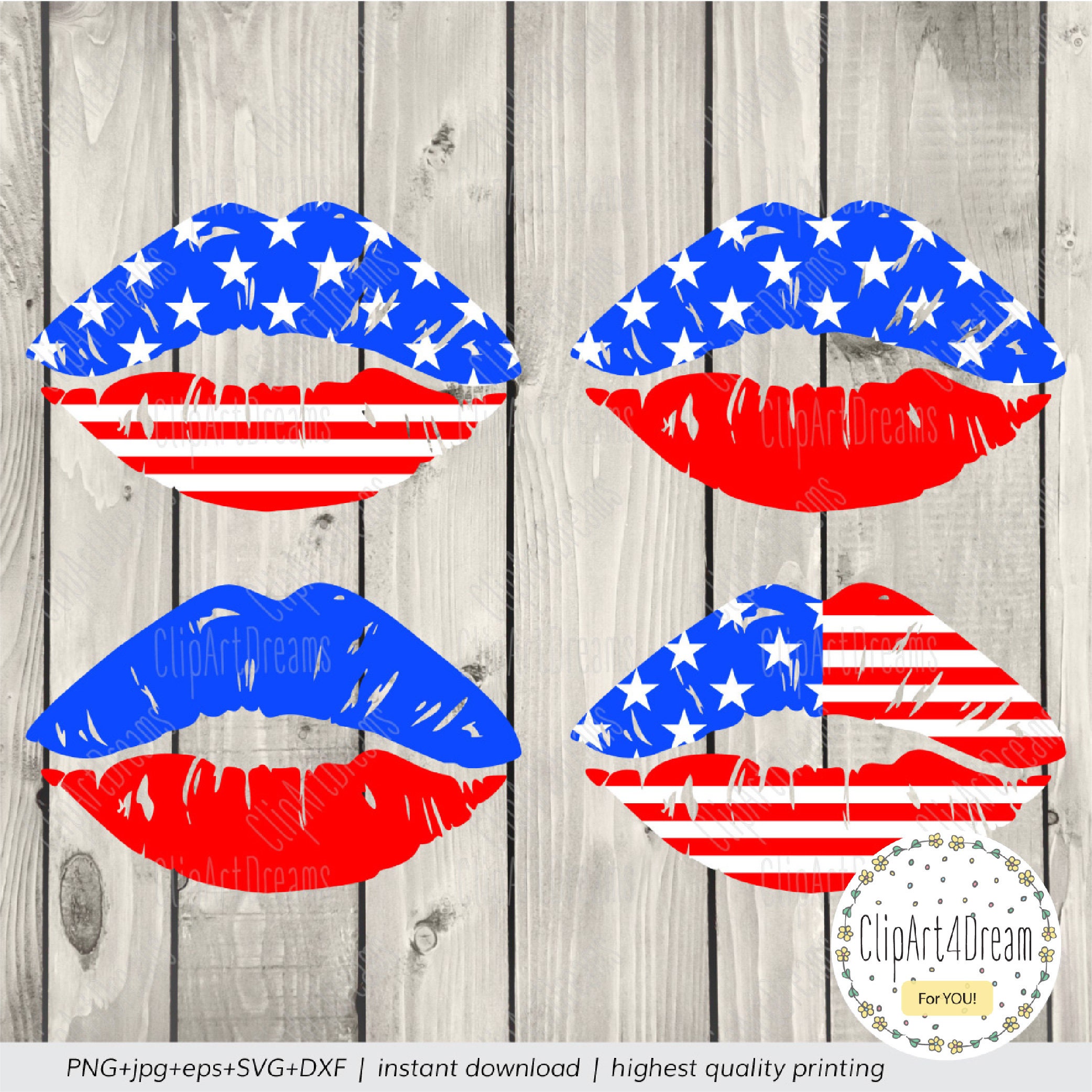 American Flag Lips SVG, Patriotic Lips Svg, America Kisses Cutting File ...