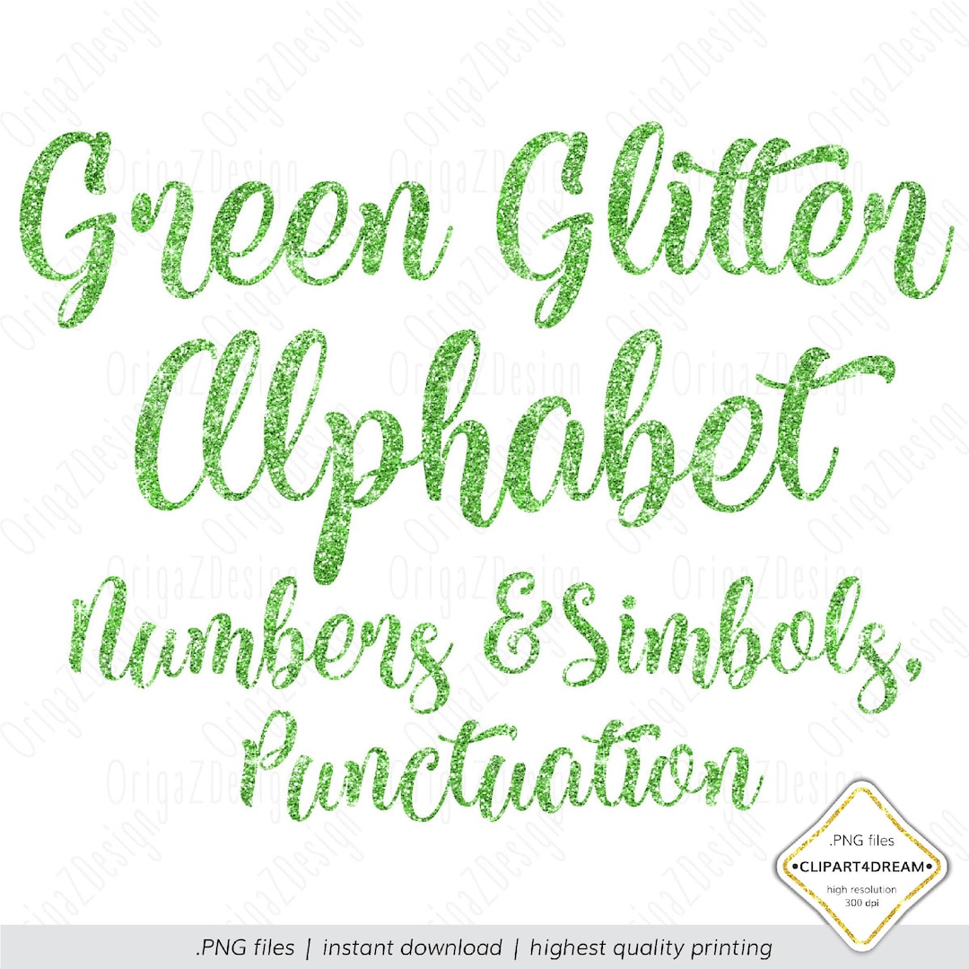 Green Glitter Alphabet, Green Glitter Letters Sparkle Christmas ...