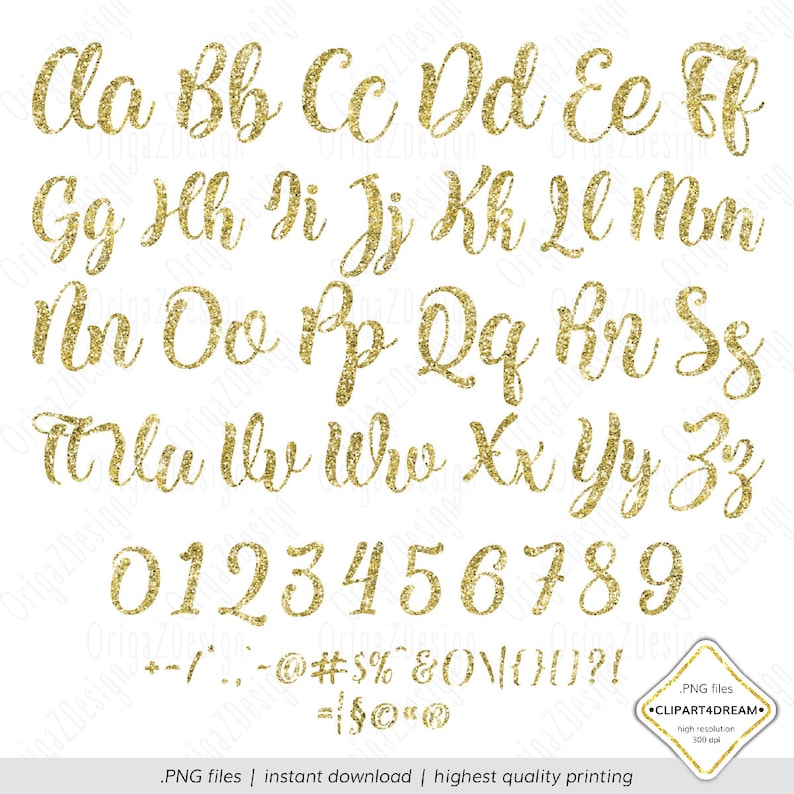 Gold Glitter Alphabet, Glitter Letters, Gold Glitter Sparkle Alphabet ...
