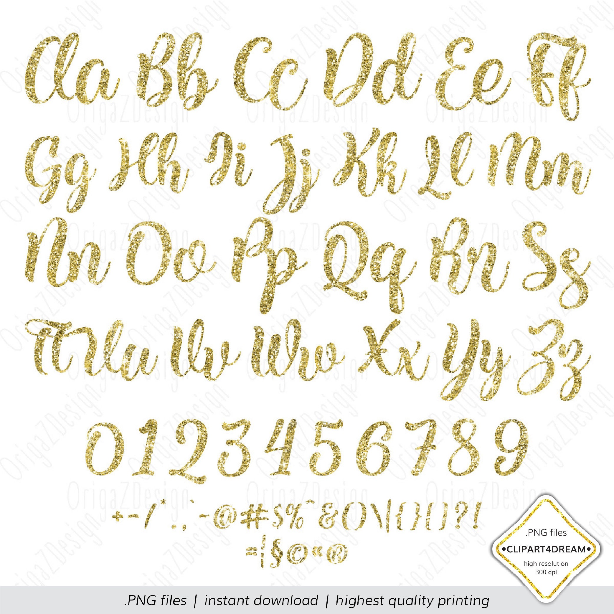 Gold Glitter Alphabet, Glitter Letters, Gold Glitter Sparkle Alphabet ...