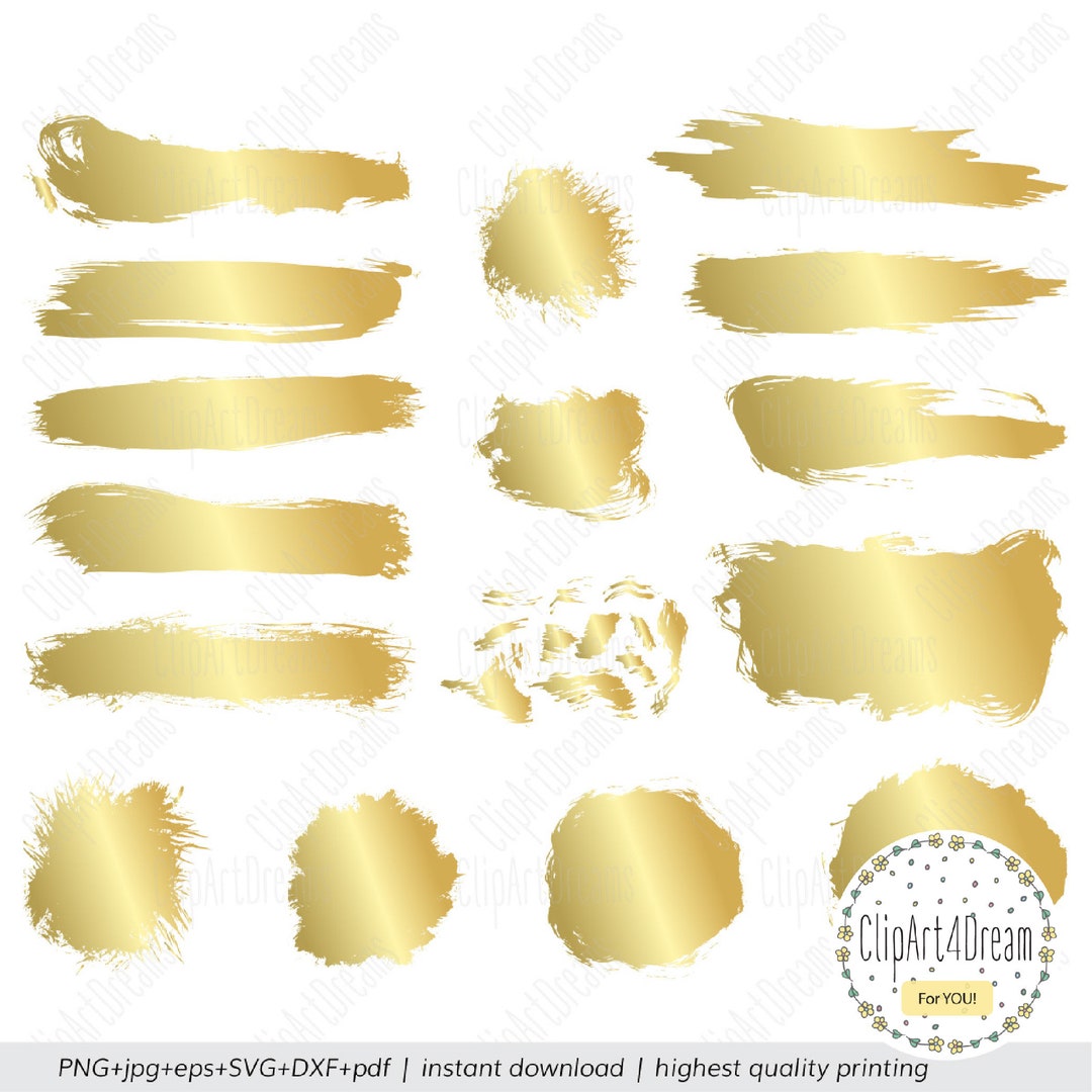 Gold Brush Stroke Svg Clipart, Gold Banner Labels Tags Cut Files Cricut ...