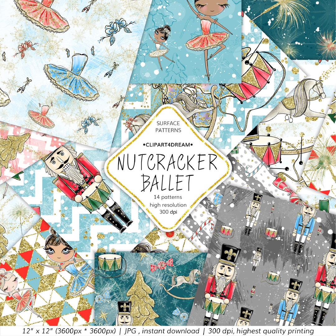 The Nutcracker Digital Paper, Christmas Nutcracker Ballet Tree ...