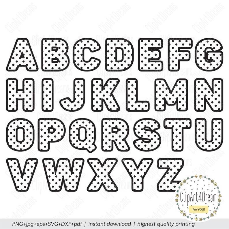 Polka Dot Alphabet SVG, Polka Dot Letters Font Svg Files Easter ...