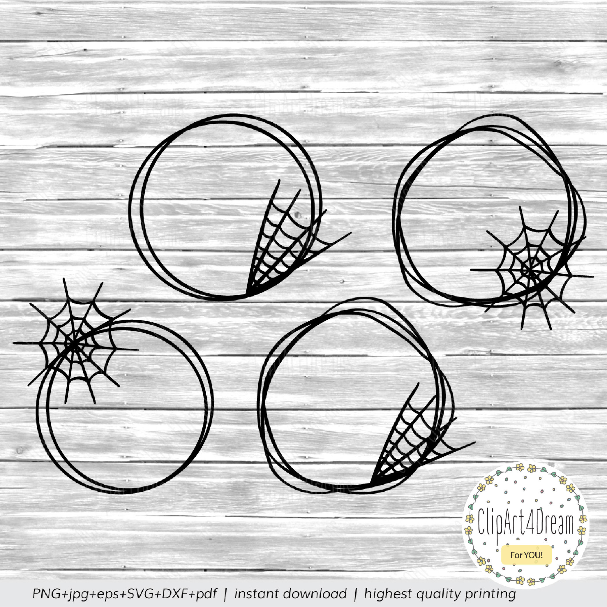 Spider Web Monogram SVG Halloween Circle Frame Monogram Wreath DXF Cut ...