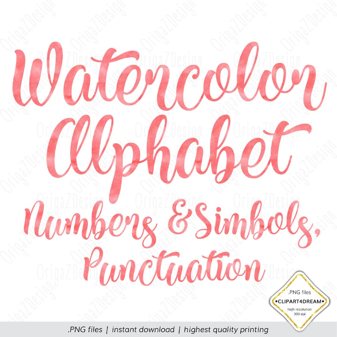 Watercolor Letters, Watercolor Numbers, Red Alphabet Watercolor Clipart ...