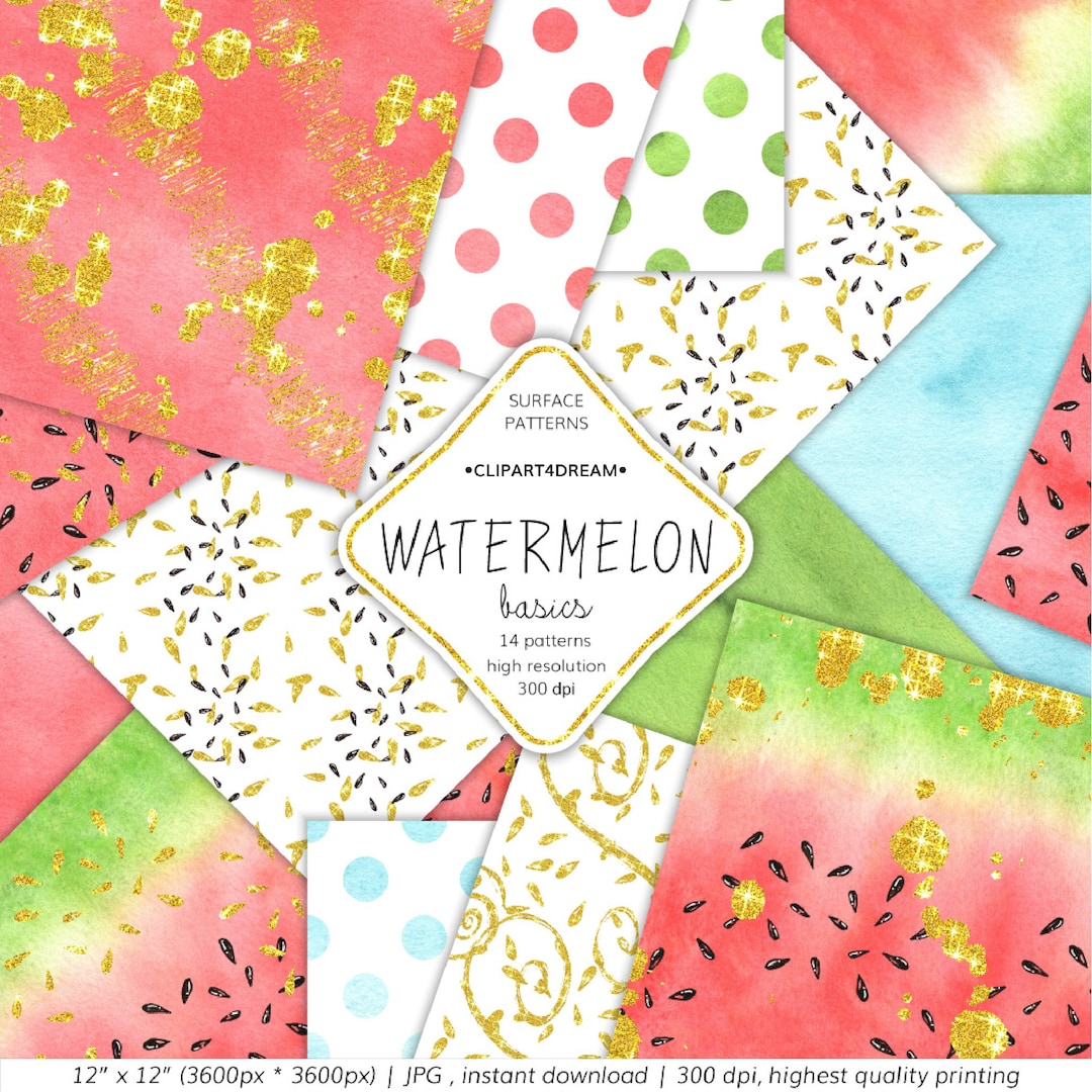 Watermelon Digital Paper Watercolor Fabric Basic Seamless Surface ...