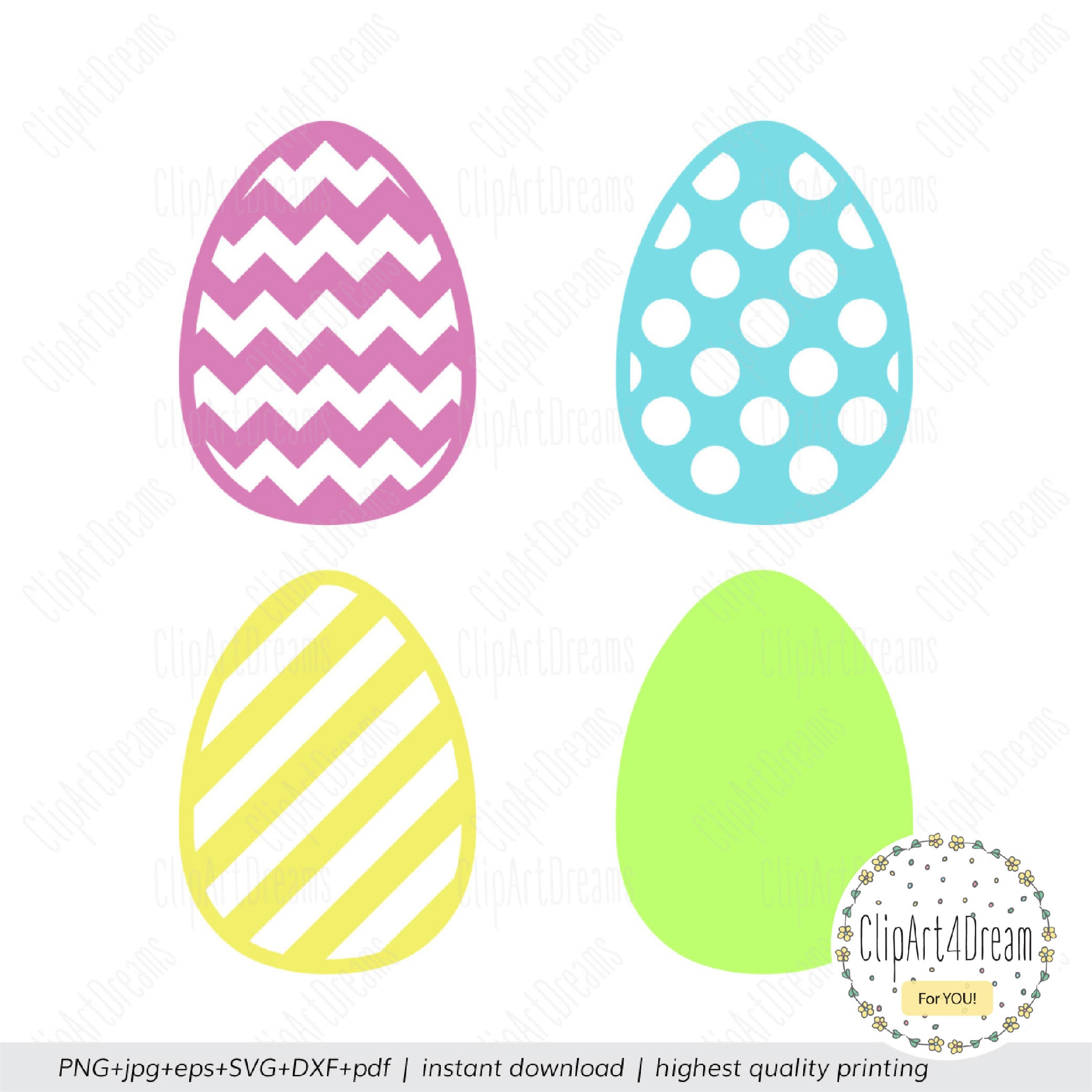 Easter Eggs SVG, Easter Eggs Clipart Svg Polka Dot Stripes Chevron Cut ...