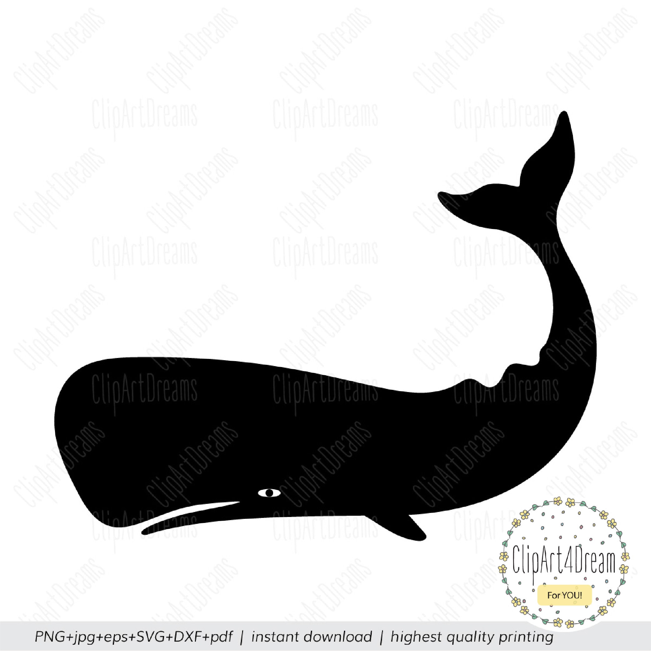 Whale Svg Silhouette of Sperm Whale Svg Cutting Cachalot Sea Animals ...