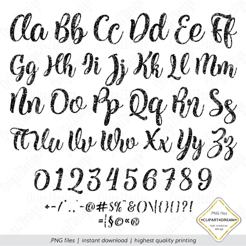 Black Glitter Alphabet, Black Glitter Letters Sparkle Alphabet Clipart ...