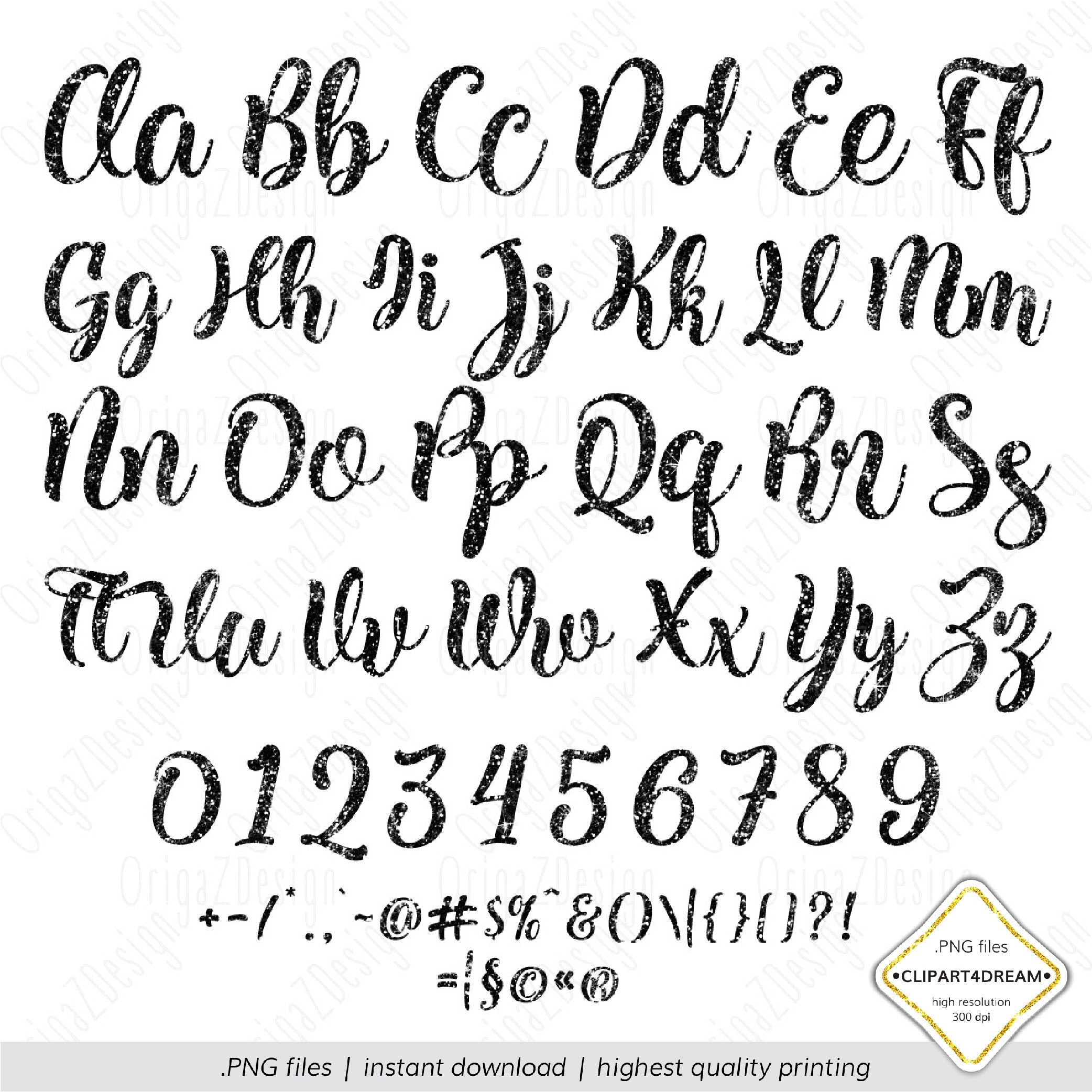 Black Glitter Alphabet, Black Glitter Letters Sparkle Alphabet Clipart ...