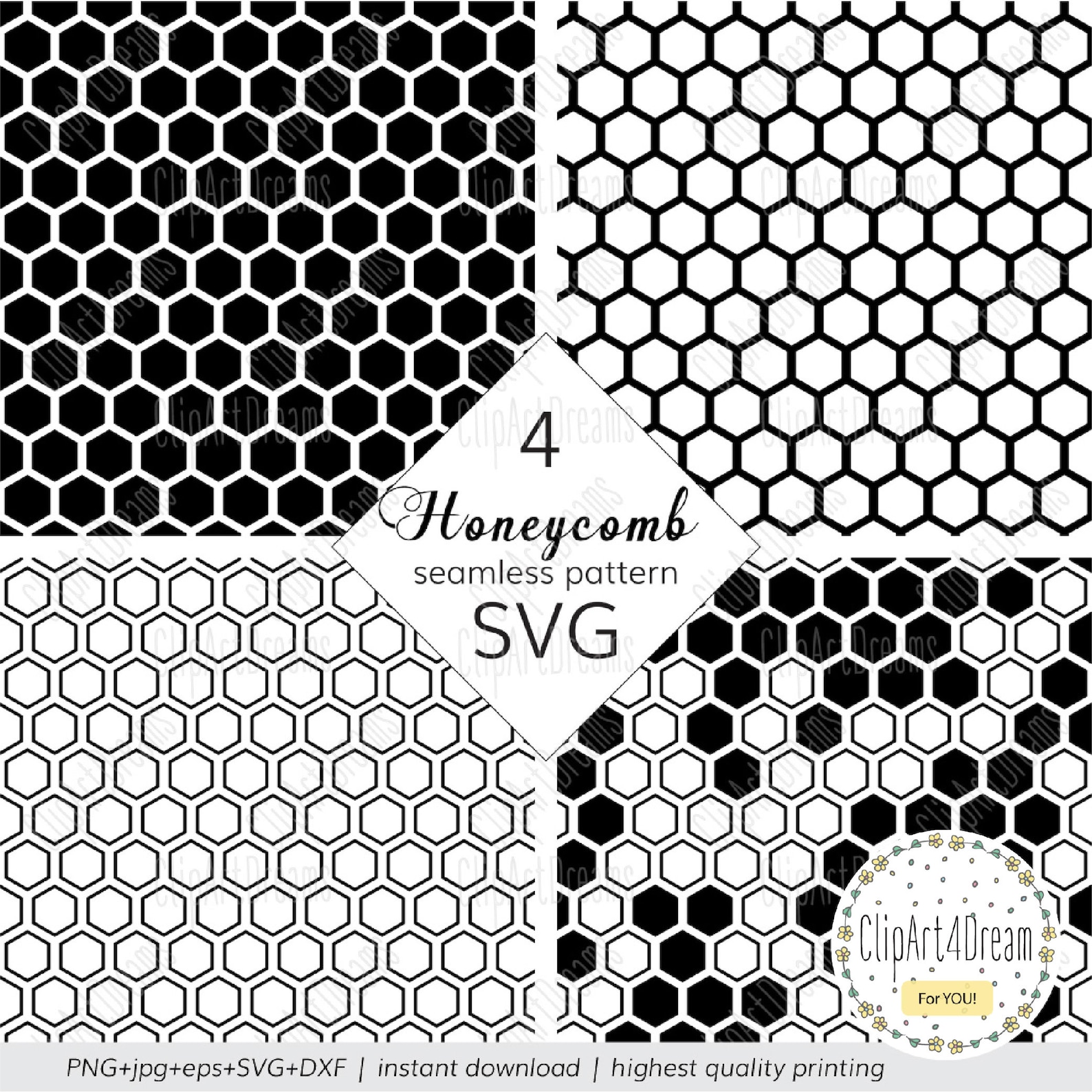 Honeycomb SVG, Seamless Honeycomb Pattern svg Hexagon geometric PNG DXF ...