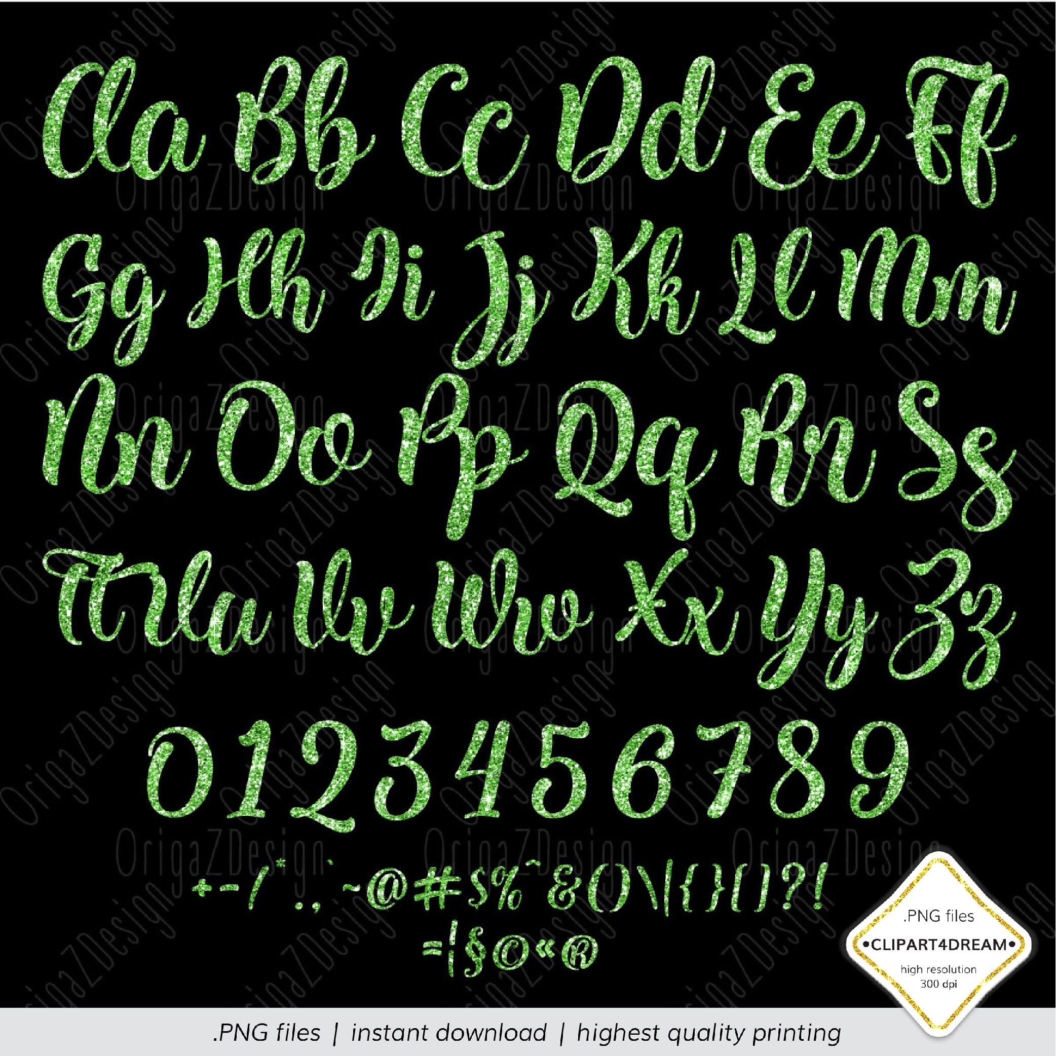 Green Glitter Alphabet, Green Glitter Letters Sparkle Christmas ...