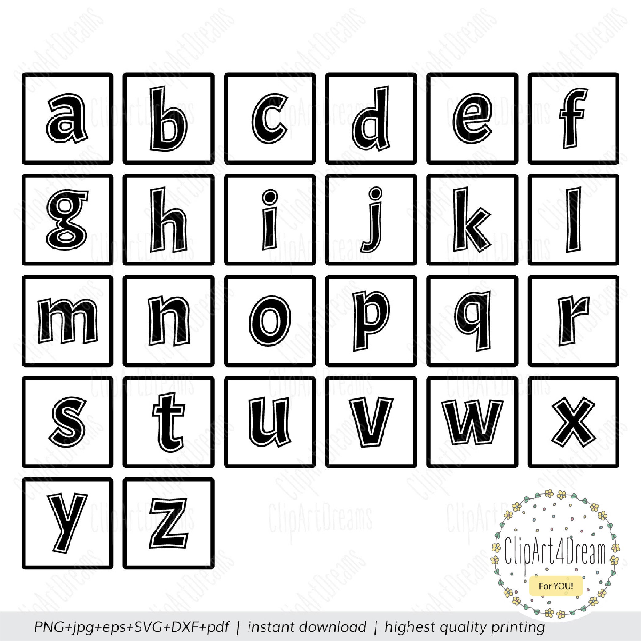 Outline Block Font SVG, Outline Simple Block Letters Alphabet Svg ...