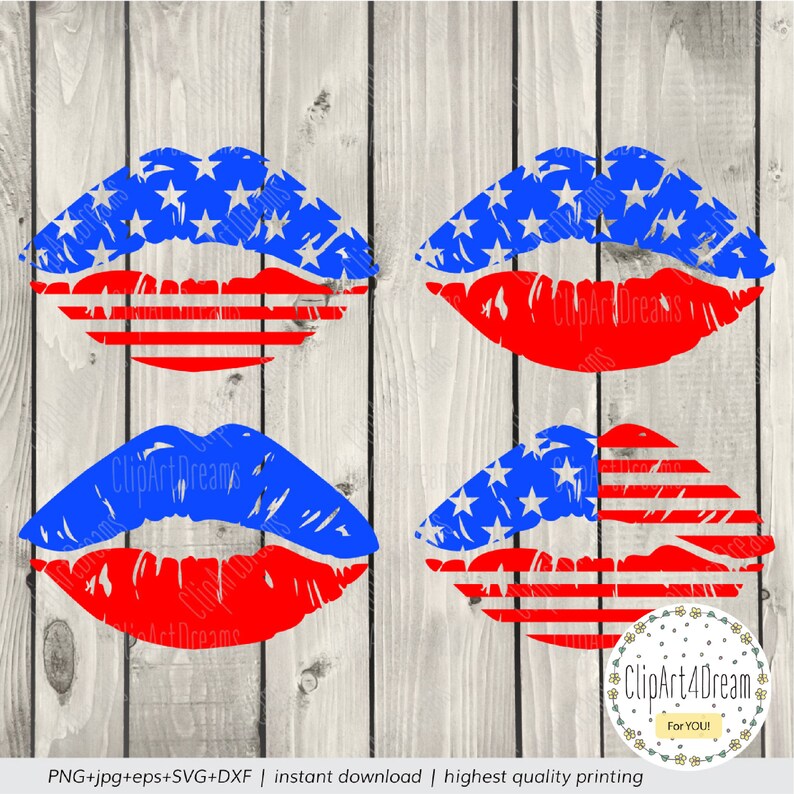 American Flag Lips SVG, Patriotic Lips Svg, America Kisses Cutting File ...