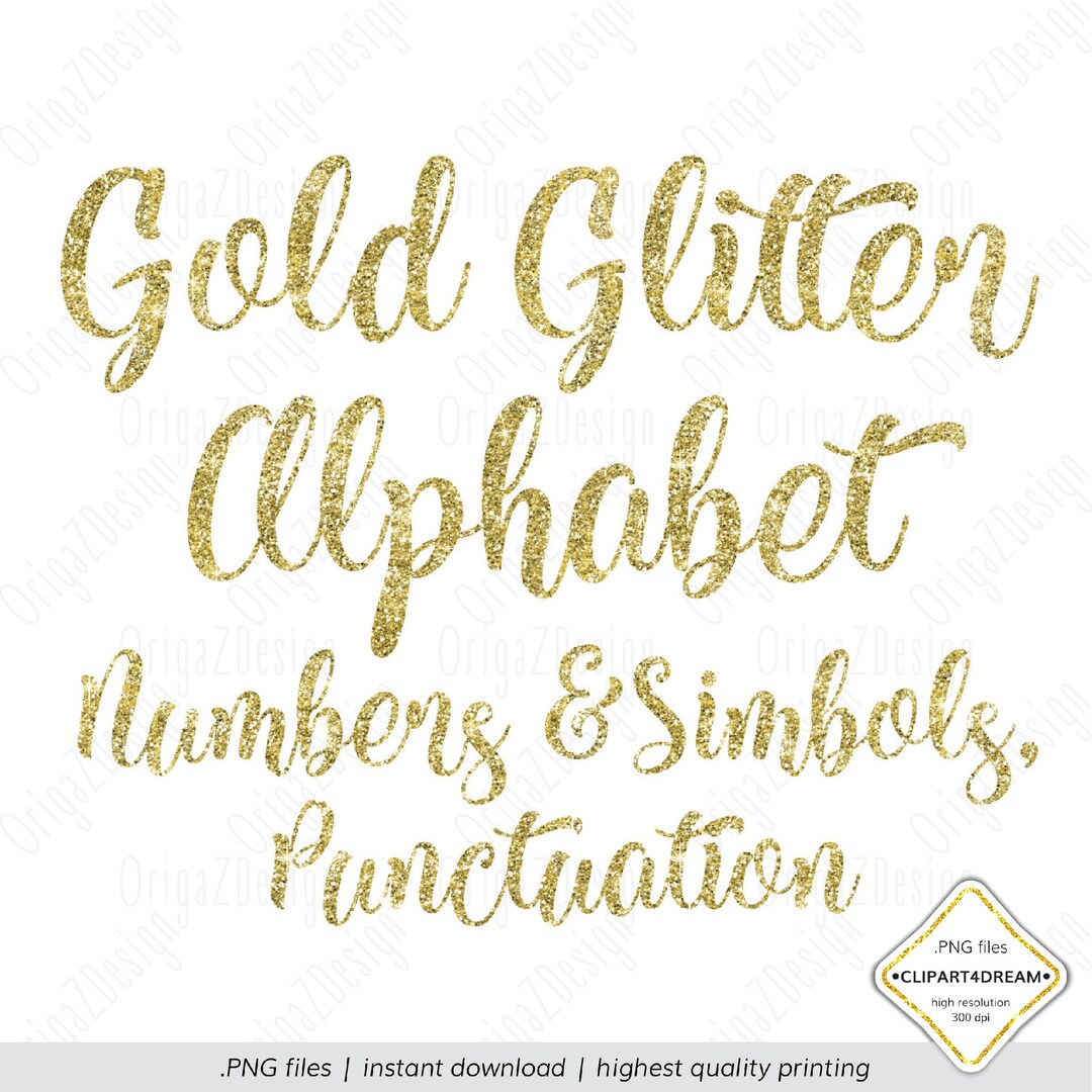 Gold Glitter Alphabet, Glitter Letters, Gold Glitter Sparkle Alphabet ...